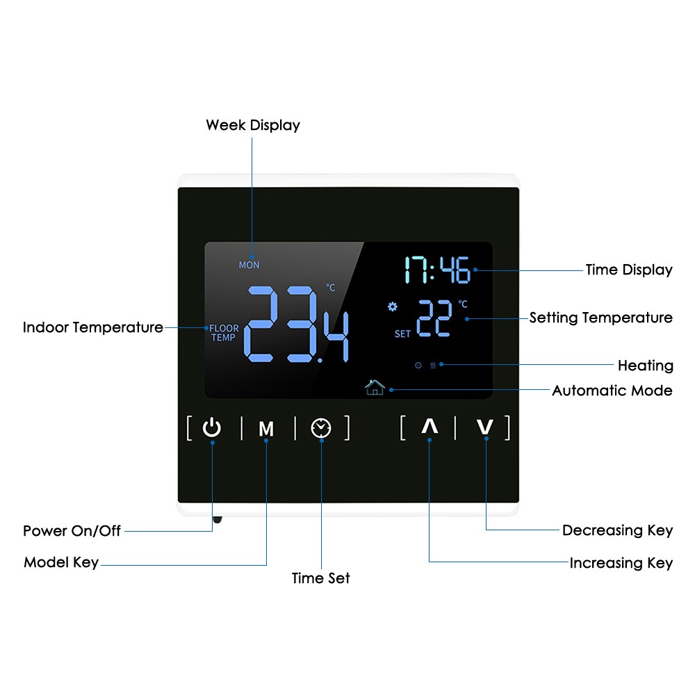 Smart LCD Touchscreen Thermostat for Home Programm... – Grandado