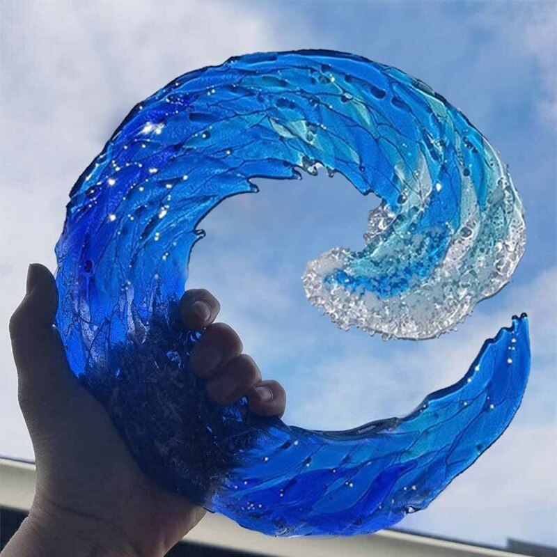 Ocean Wave Fused Glass Sculpture Ocean Wave Acryli... – Grandado