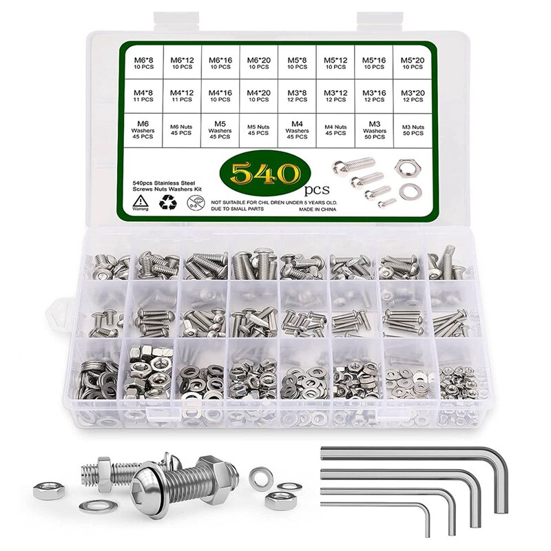 544 Stuk Schroefdraad Machine Schroeven, Bouten En... – Vicedeal