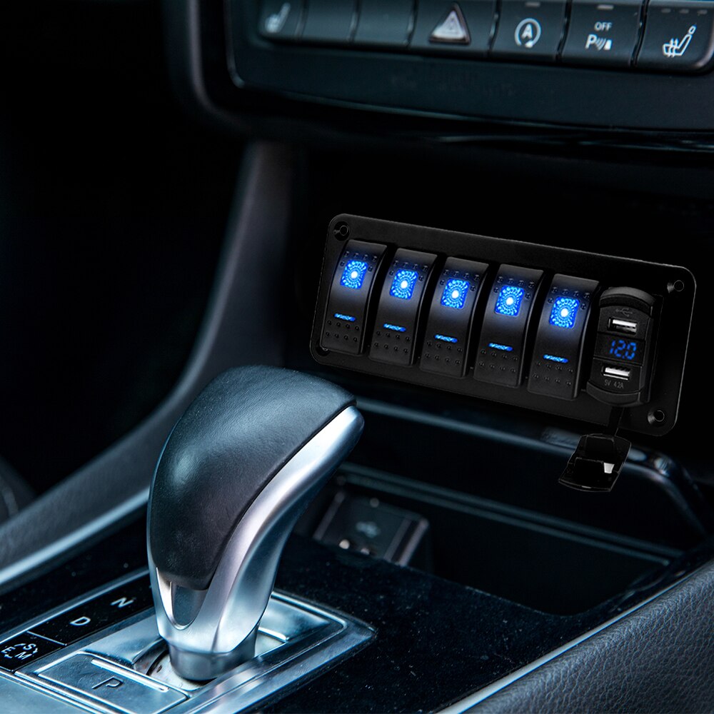 2 3 4 5 6 8 Gang Led Rocker Switch Panel Met Voltm... – Grandado