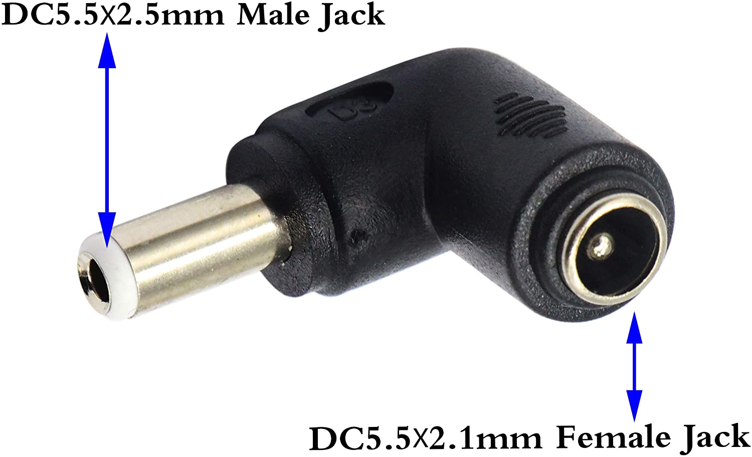 2pack DC 5.5x2.5mm Male 90 Degree Angle to DC5.5x2... – Vicedeal