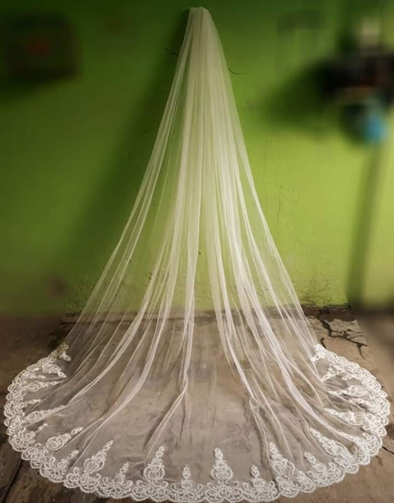 white lvory Crystals Bridal Wedding Veil velo de n... – Vicedeal