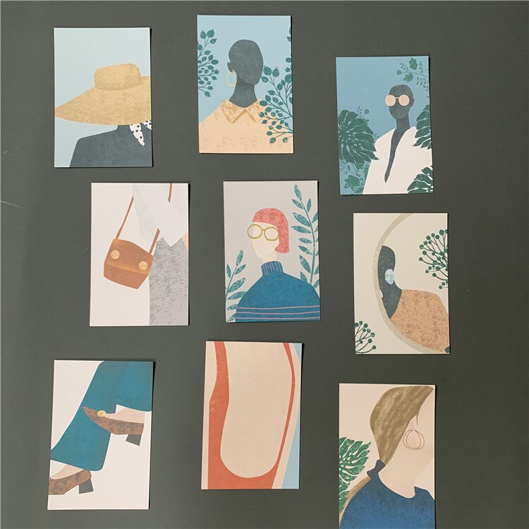 Ins 9 Sheets Modern Girl Art Decoration Card Photo... – Grandado