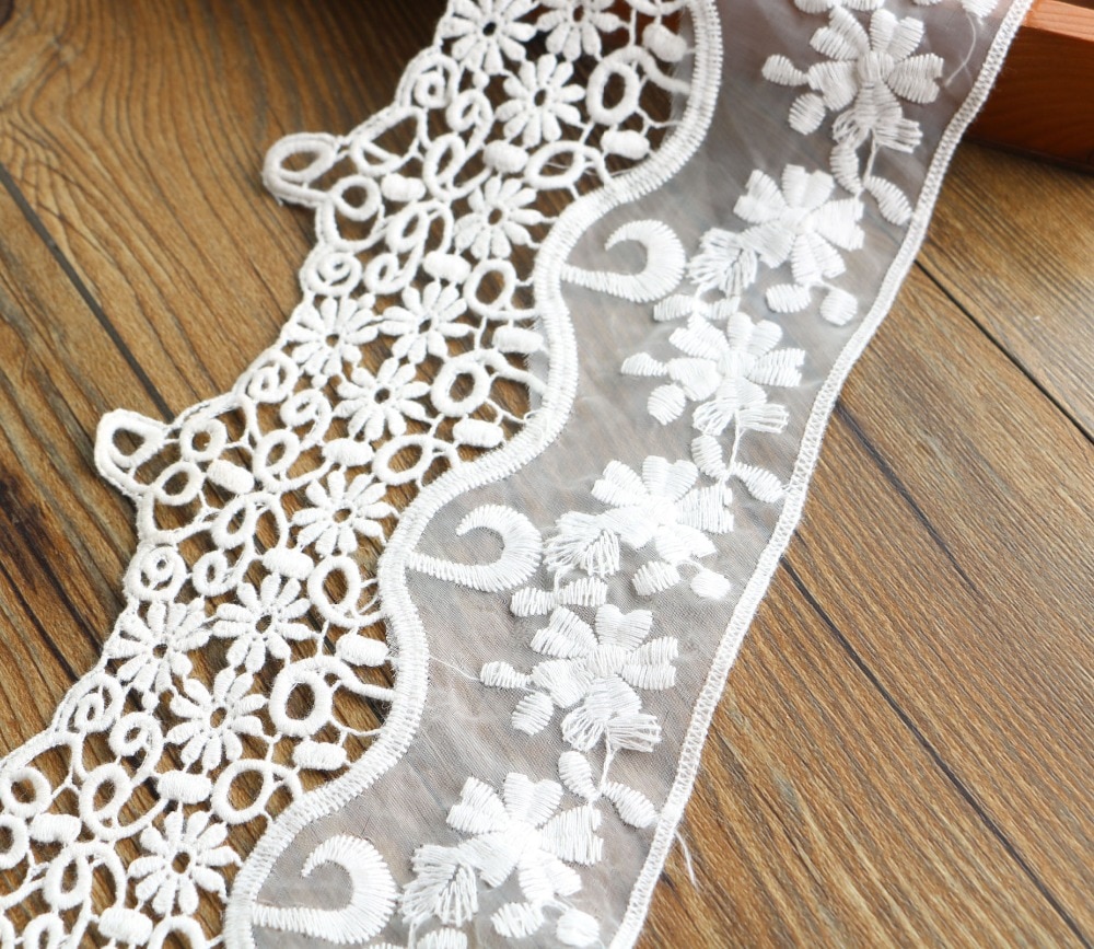1yards 14cm cotton lace fabric DIY fabric lace flo... – Vicedeal