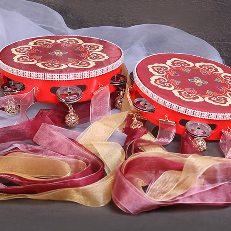 Chinese Style Hand Drum with Ribbon Bells Dunhuang... – Grandado