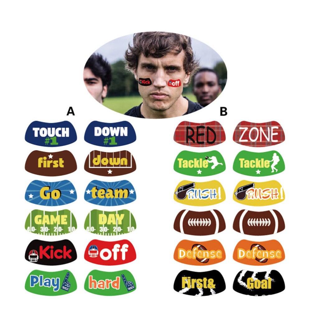 10pcs Rugby Game Face Tattoos Stickers Football Ga... – Grandado