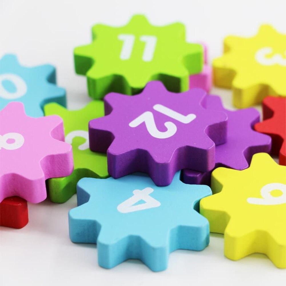 Kid Wooden Gear Block Multicolor Digital Clock Jig... – Grandado