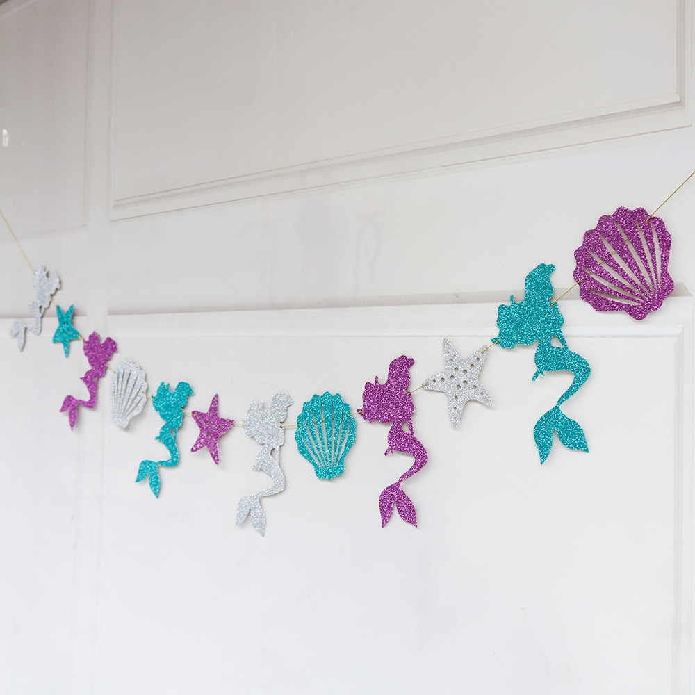 Mermaid Birthday Party Garland Bunting Decoration ... – Vicedeal
