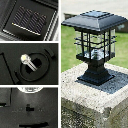 Solar Powered LED Garden Yard Pillar Lamp Outdoor ... – Vicedeal