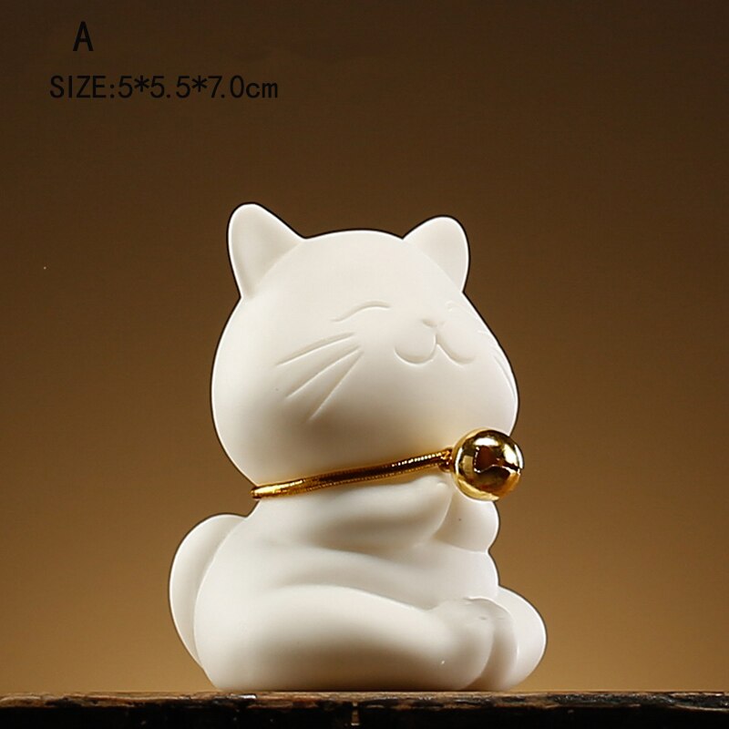 Cat Bell Ceramic Decoration Desktop White Porcelai... – Vicedeal