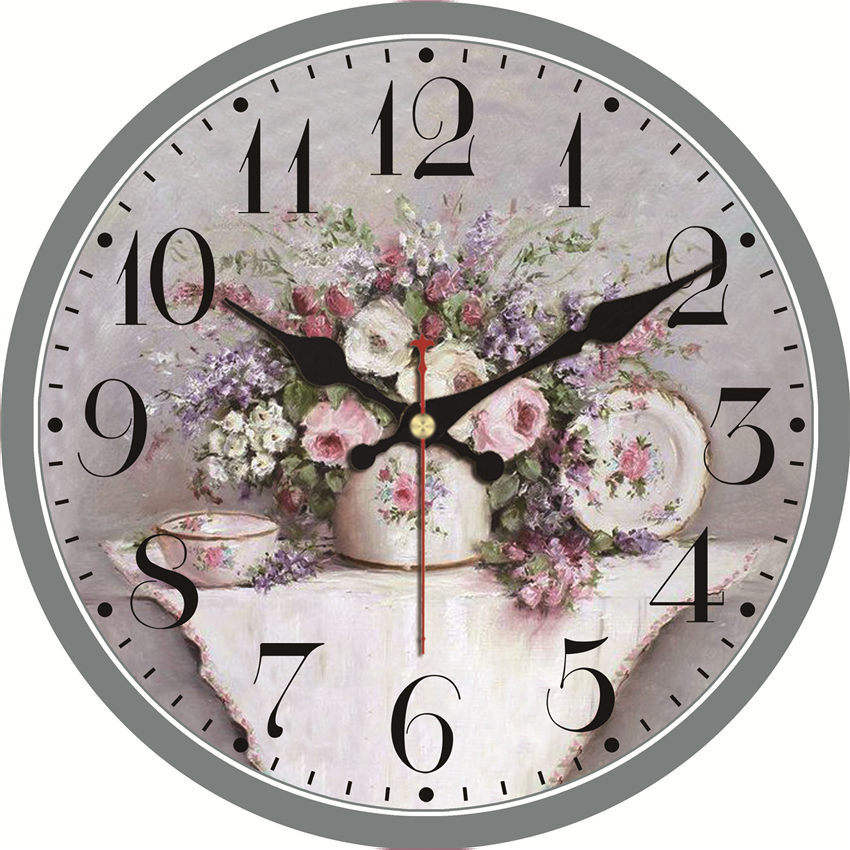 Silent Floral Wall Clock Non Ticking 16 Inch Peach... – Vicedeal
