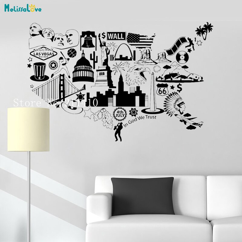 Vinyl Decal USA Map United States Symbol Wall Stic... – Grandado