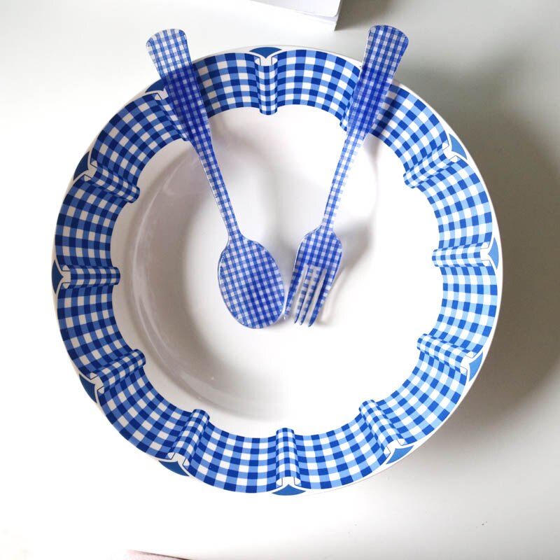 Vintage Blue Plaid Ceramic Plate/Soup Plate Ins Gi... – Vicedeal