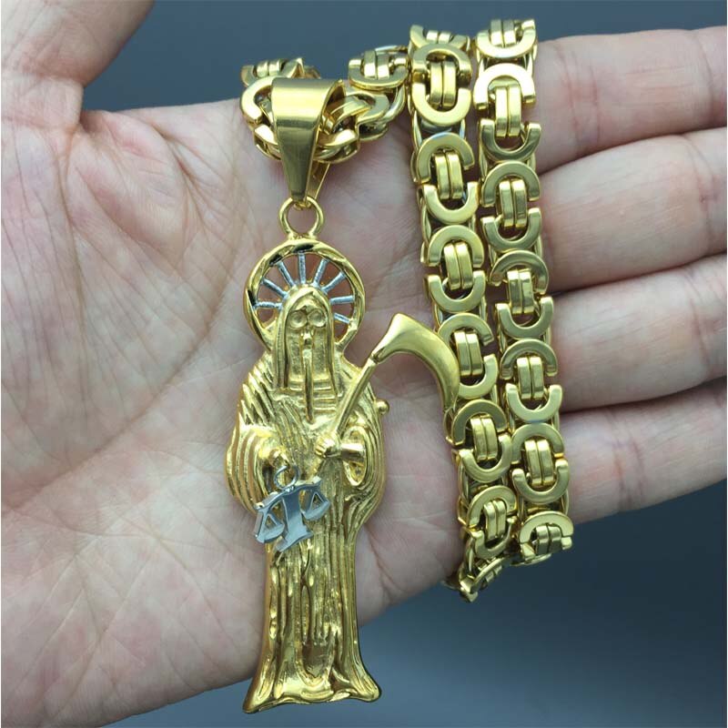 Vintage Holy Saint Death Santa Muerte Skull Biker ... – Grandado