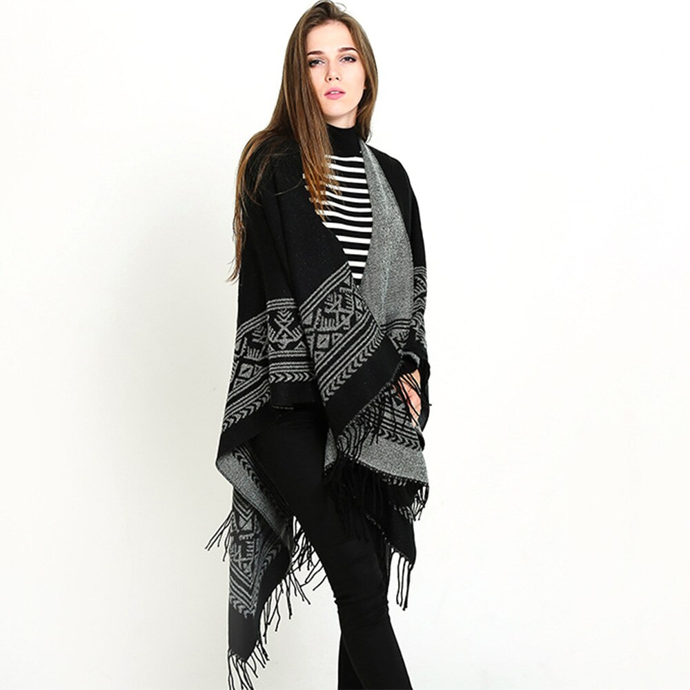 Autumn and winter split cloak shawl acrylic fiber ... – Grandado