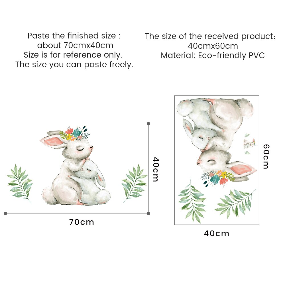 Cute Rabbits Mom And Baby Bedroom Wall Stickers Fo... – Grandado