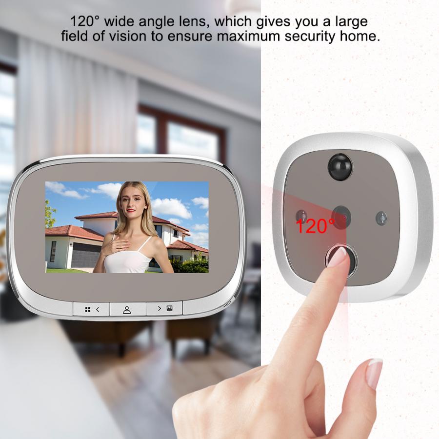 4.3 inch 720P Smart Door Viewer Screen Display Doorbell Security Motion ...