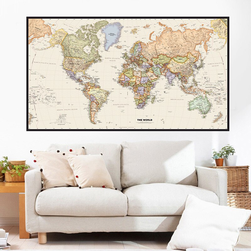 The World Map 150x100cm Non-woven Canvas Painting ... – Grandado