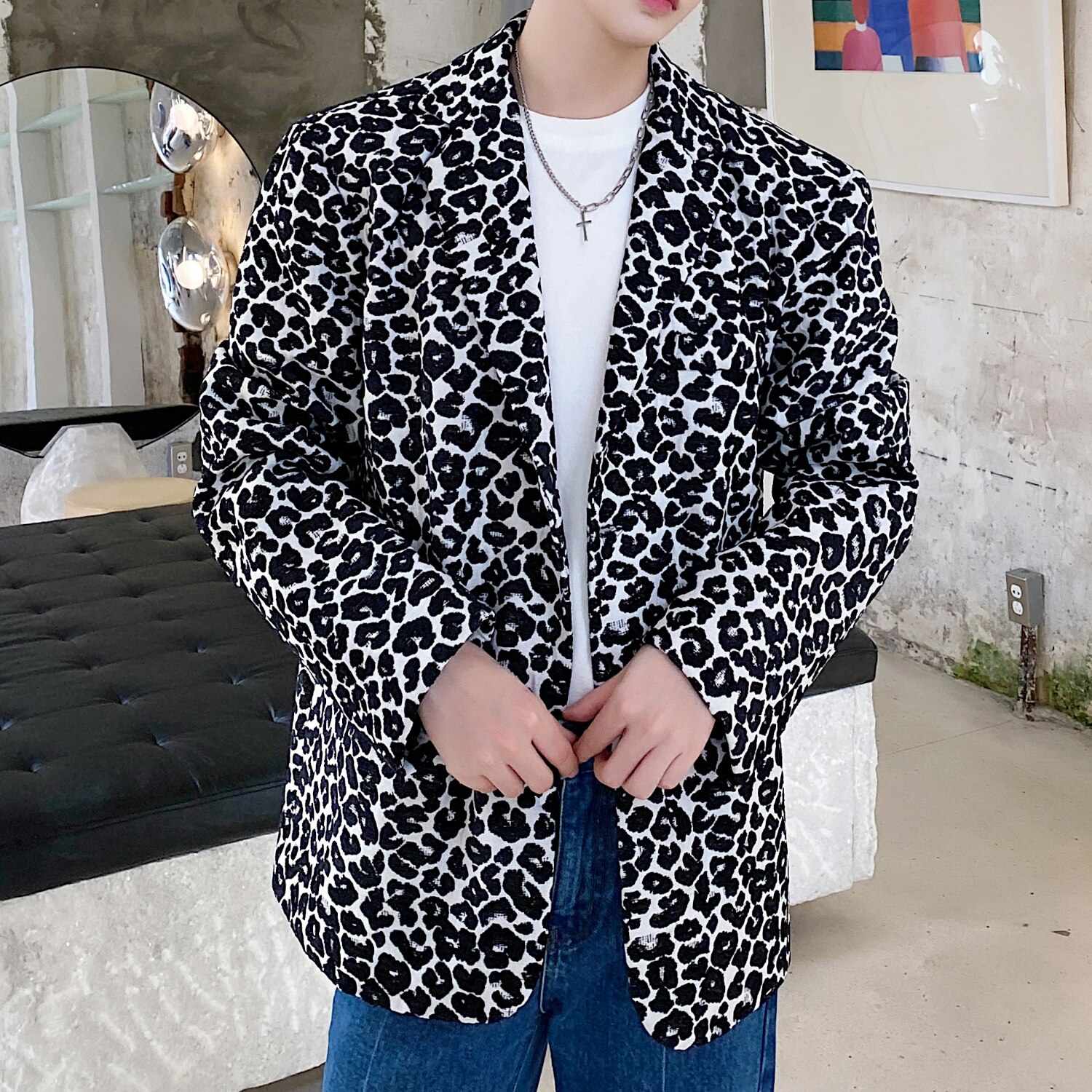Blazers Para Hombre Woolen Leopard Print Nightclub... – Grandado