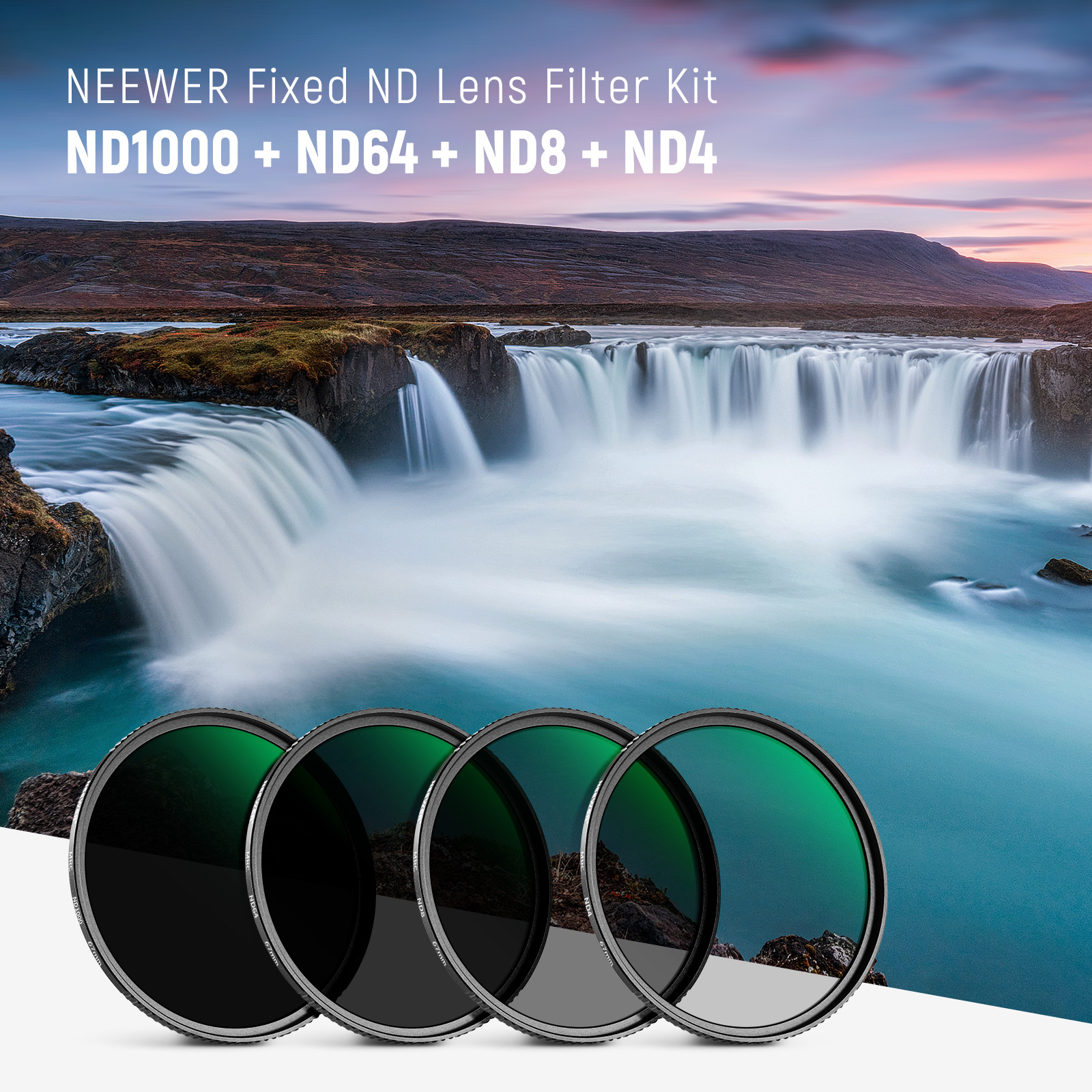 NEEWER Fixed ND Filter Kit ND1000 ND64 ND8 ND4 Neu... – Grandado