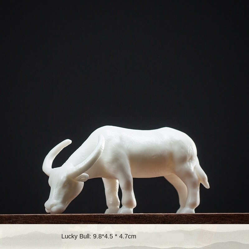 Mini Handmade White Porcelain Animal Cow Lucky Dec... – Grandado