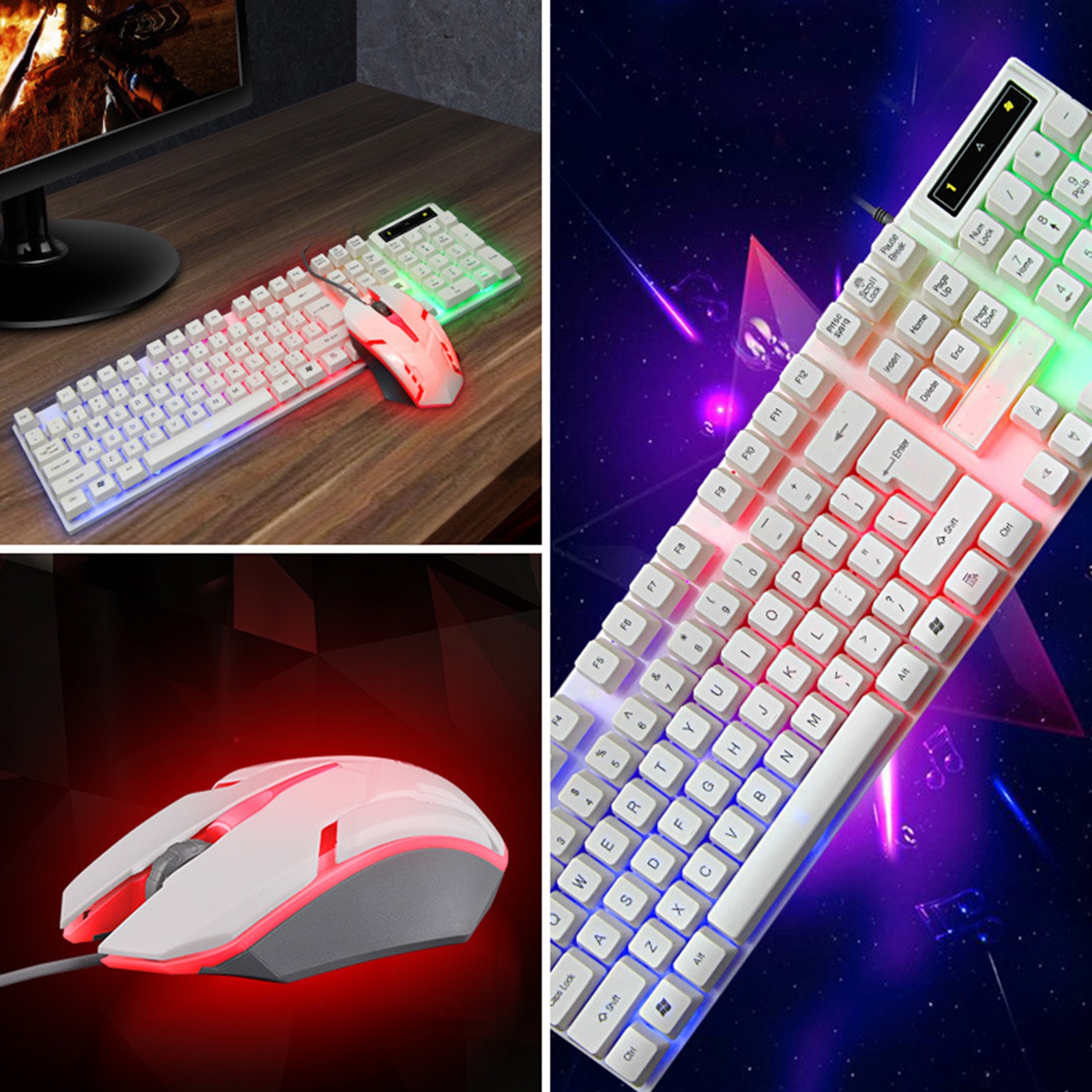 104 Keys ABS Luminous Wired Gaming Keyboard Mouse ... – Grandado