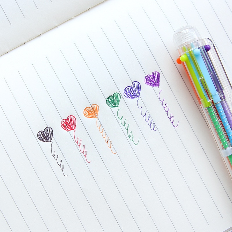 1 Pcs transparent plastic 6 color Ball Pen Student... – Vicedeal