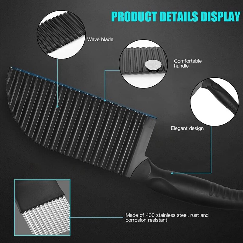 Wave Cutter Set Van 2 Chips Golf Mes, Aardappel Sn... – Vicedeal