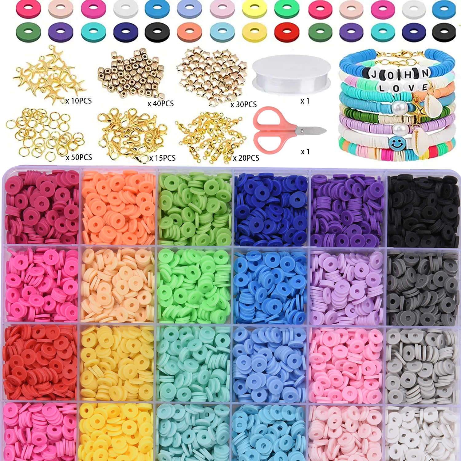 3600PCS Polymer Clay Beads Set 6MM Rainbow Color F... – Grandado