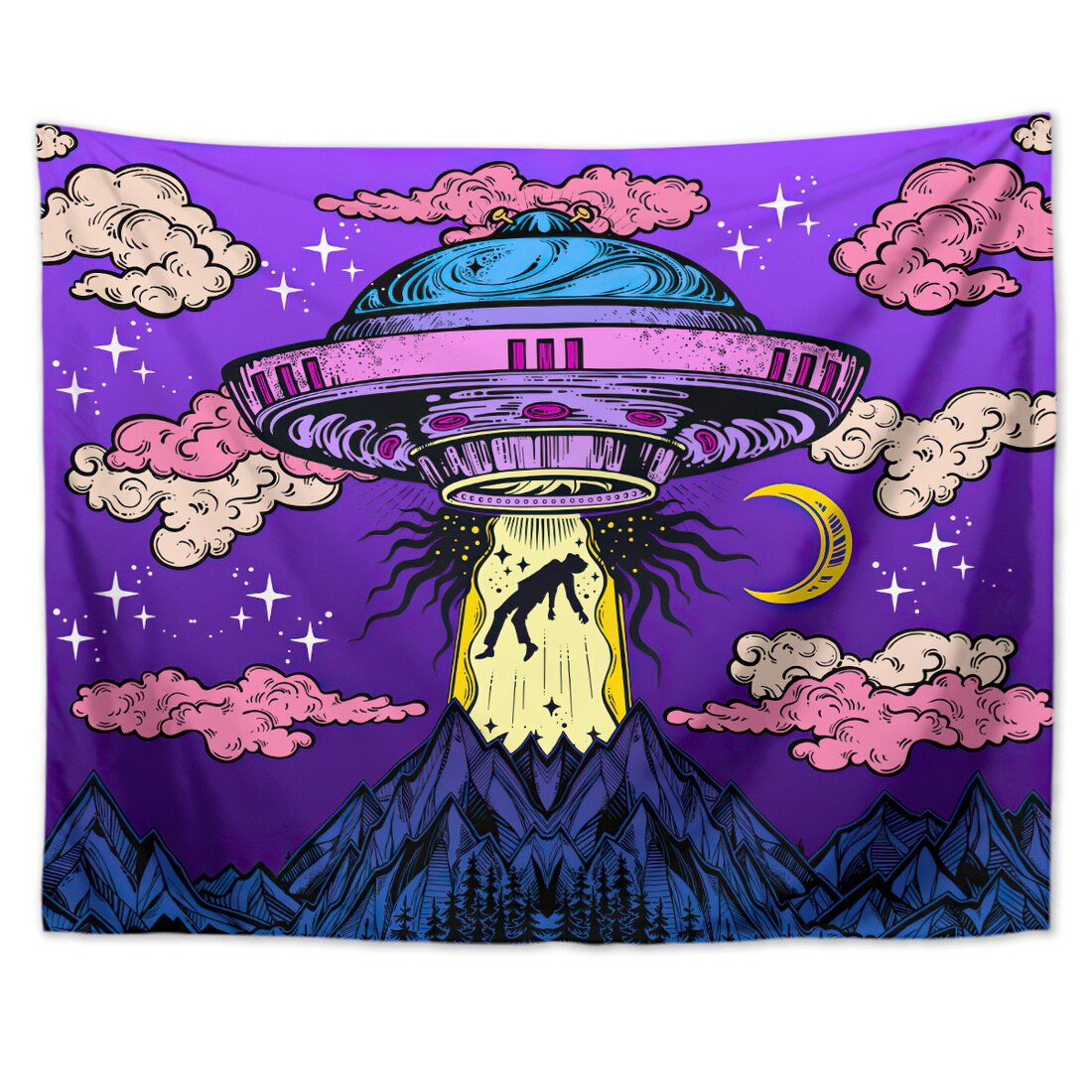 UFO Tapestry Wall Hanging Psychedelic Alien Hippie... – Grandado