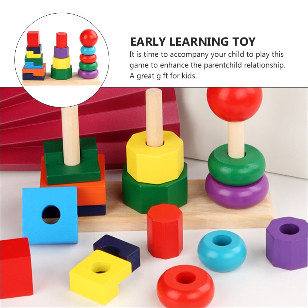 1 Set Colorful Block Column Toy Shape Color Match ... – Vicedeal