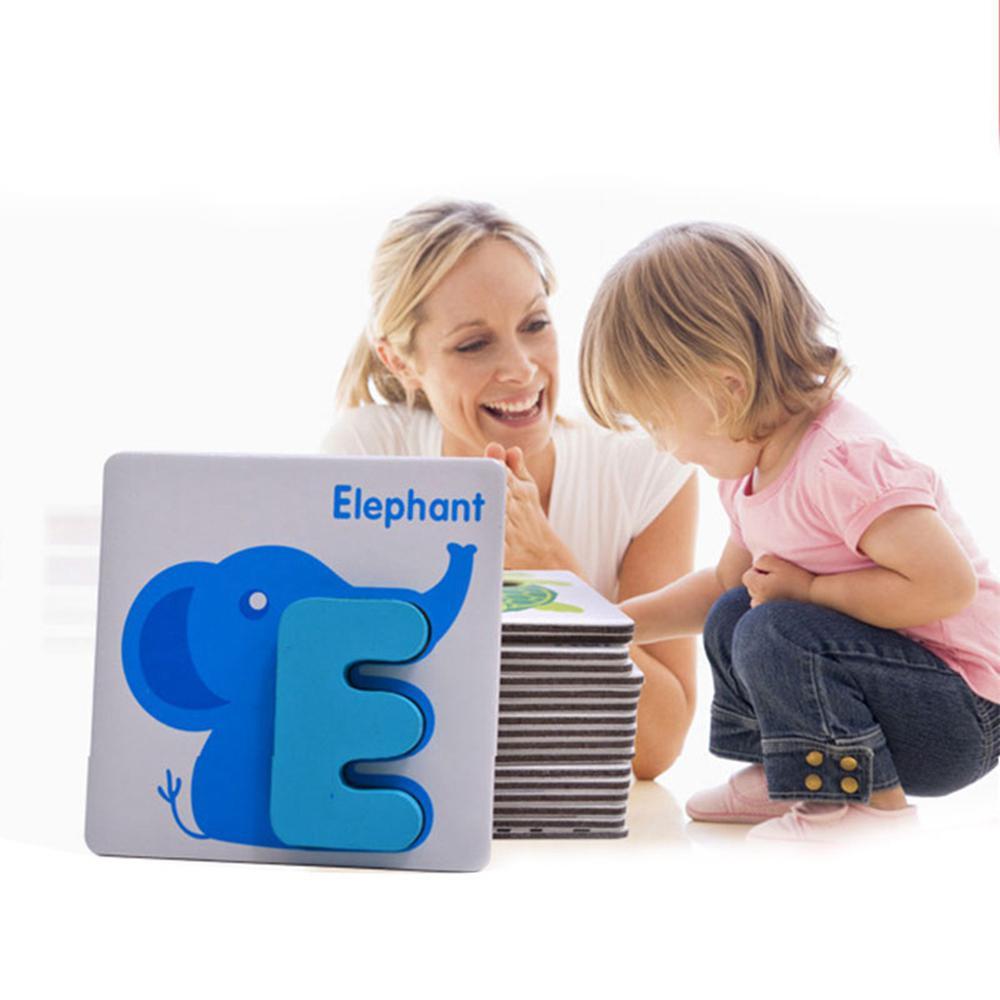 Baby-Karten Tiere Holz Rätsel Alphabet Karton Spie... – Grandado
