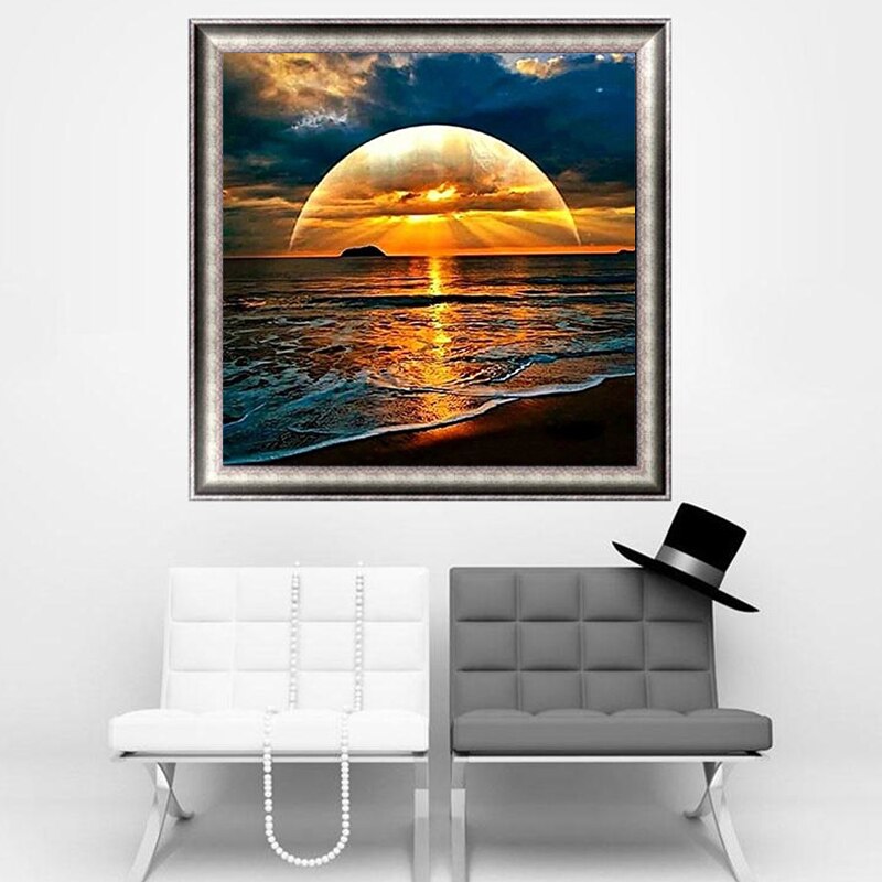 5d Diamond Painting Full Drill Square Round Sunset... – Vicedeal