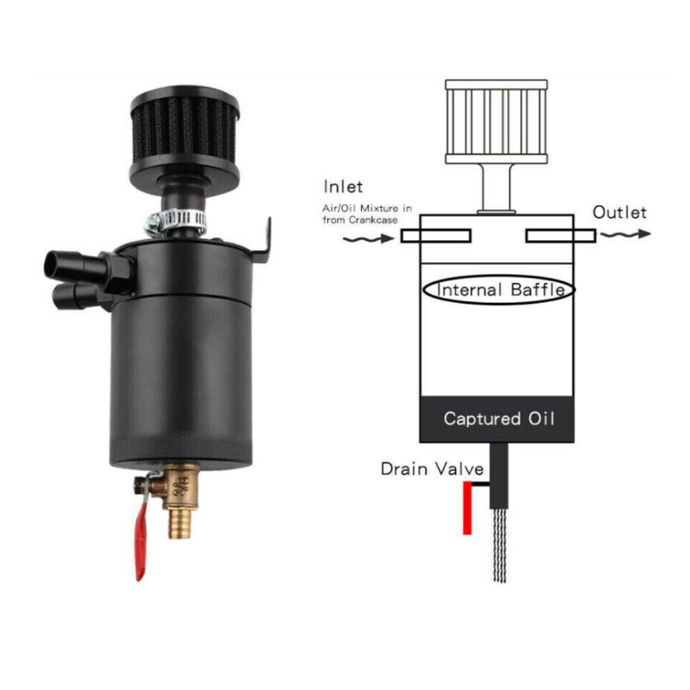 Universal 2-Port Oil Catch Can Tank Reservoir with... – Vicedeal