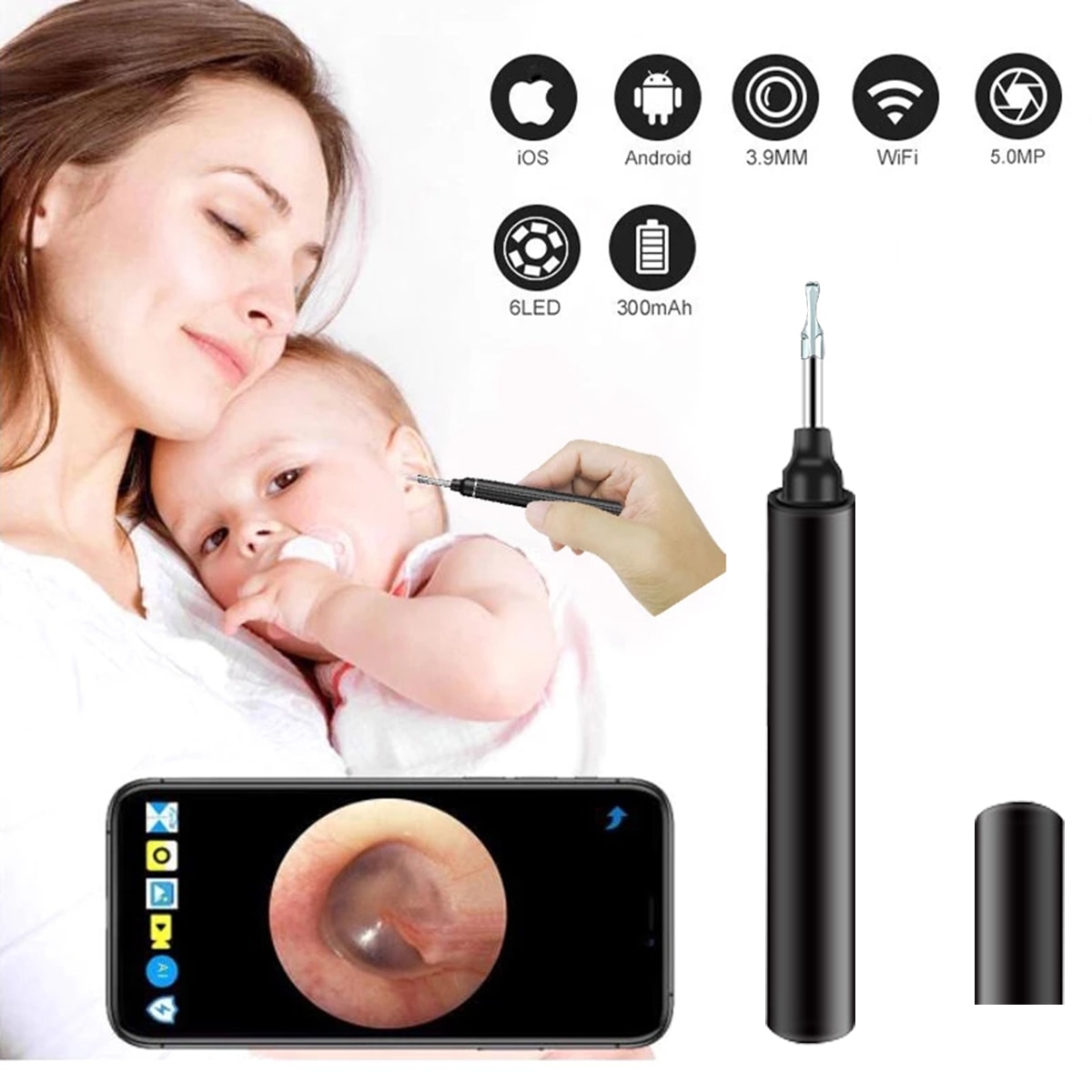 Wireless HD otoscope visual ear scoop digging ear ... – Grandado