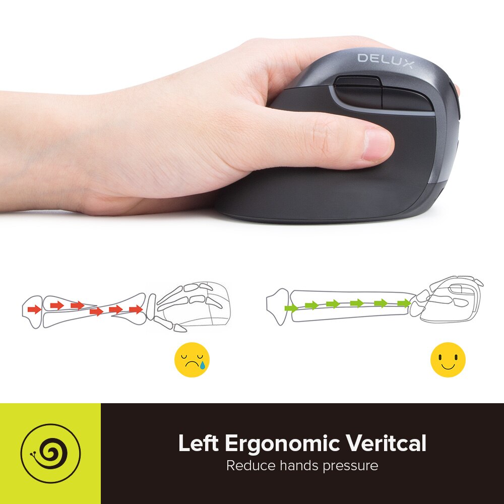 Delux M618ZD Left Hand BT Wireless Mouse Ergonomic... – Grandado