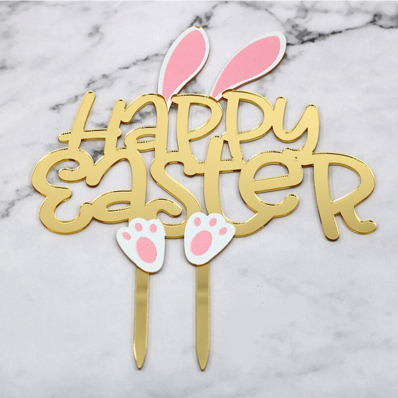 Happy Easter Acrylic Cake Toppers Golden Letters P... – Grandado