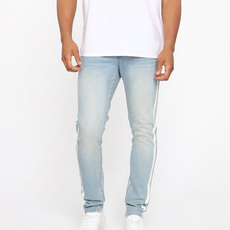 HEFLASHORStriped Skinny Jeans Waist Jeans Men Side... – Grandado