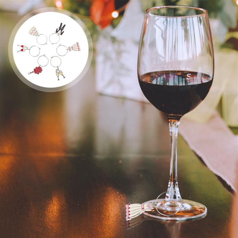 6pcs Wine Glass Charms Wedding Themed Cup Decorati... – Vicedeal