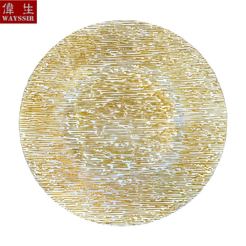 Dia 33Cm Gestreepte Ronde Vormige Goud Zilver Glas... – Vicedeal