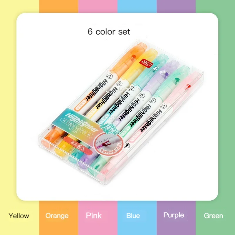 6 Colors/Set Unique Window Tip Highlighter Pen Dou... – Grandado