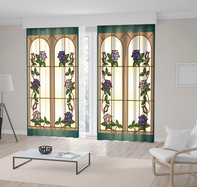 Vintage Stained Glass Windows with Roses Flower Ga... – Grandado