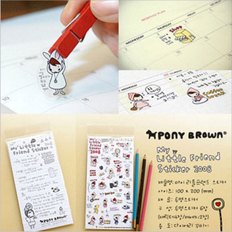 6 sheets/set DIY Korean Cartoon My little friend P... – Grandado