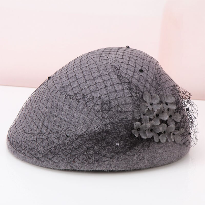 Girls Veil British Retro Hat Flower Yarn Lace Wool... – Grandado