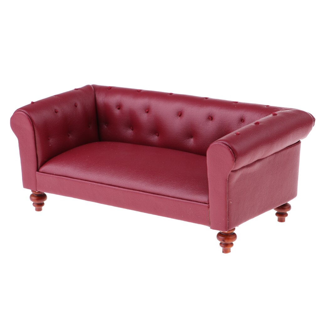 Retro Miniature Leather Long Sofa Couch 1/12 Dolls... – Vicedeal