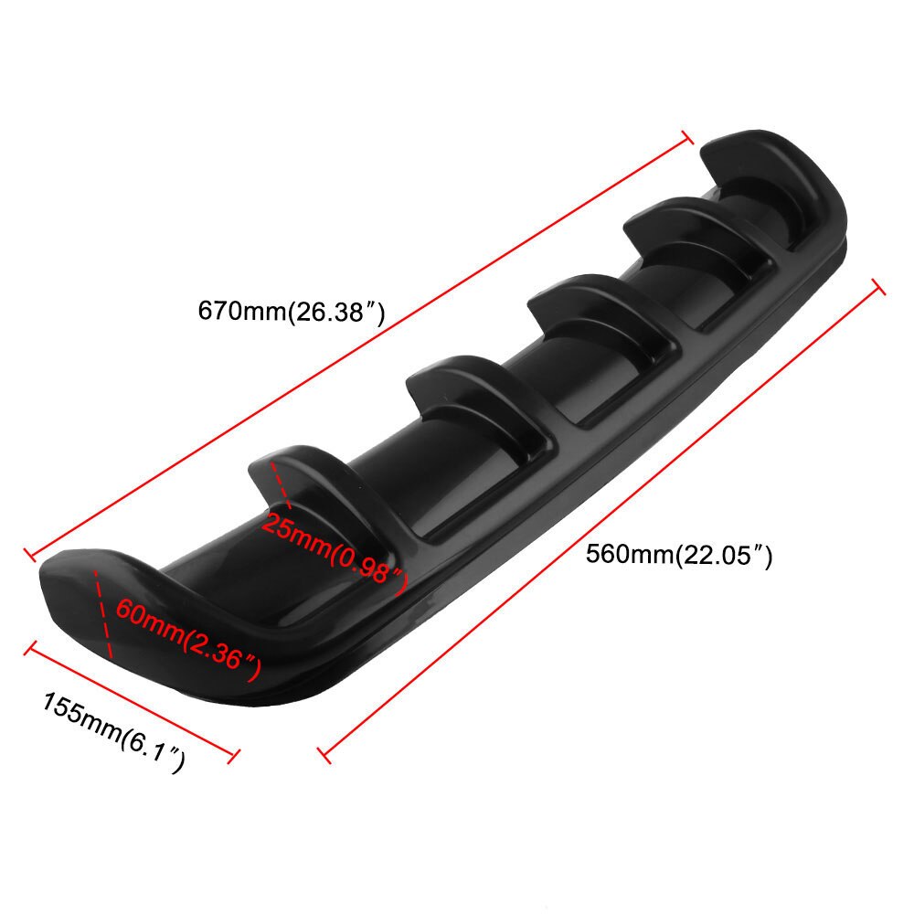 ABS Spoiler Rear Shark Fin Style Curved Bumper Lip... – Grandado