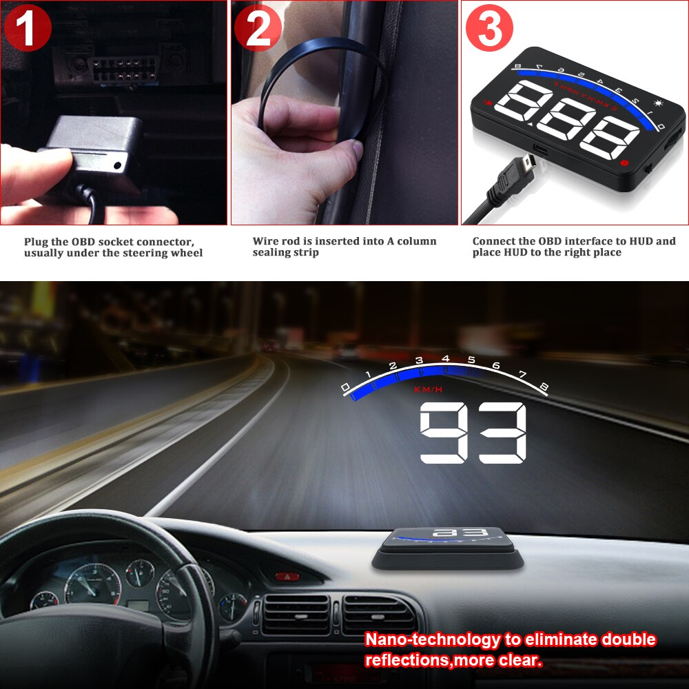 WiiYii M6 HUD OBD2 Head Up Display Warning System ... – Grandado