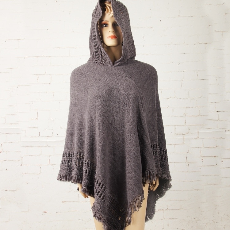 Women's Hooded Poncho Batwing Knit Shawl Cloak Coa... – Grandado
