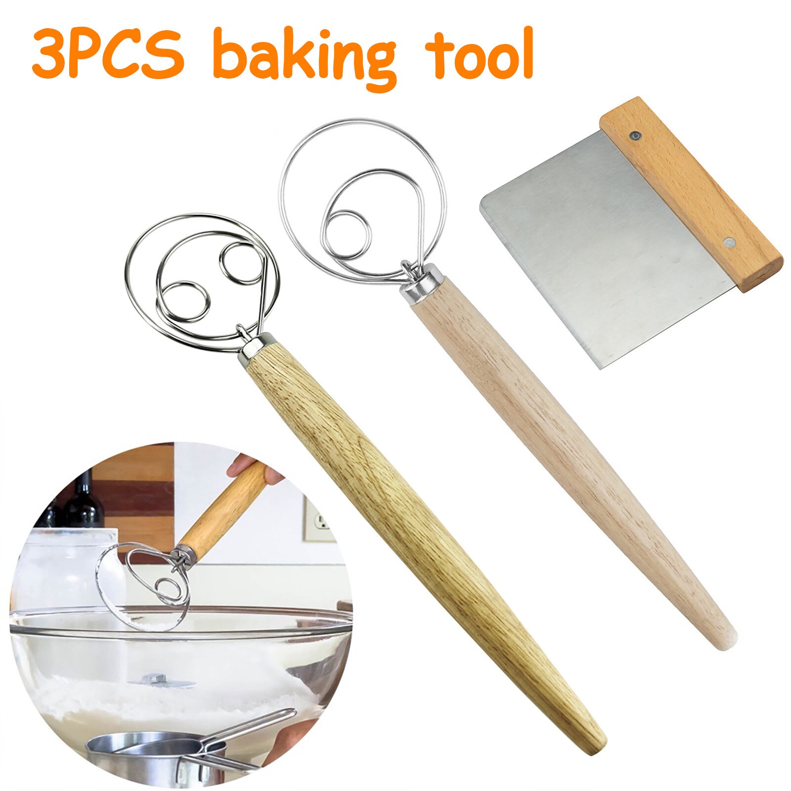 Baking Tools 3-piece Set Wooden Handle Stainless S... – Grandado