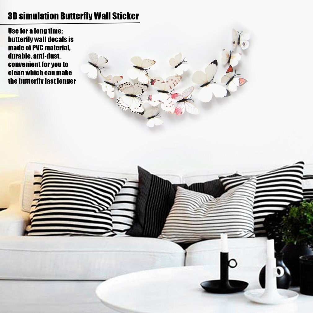 12 pièces PVC 3d papillon décoration murale mignon... – Grandado